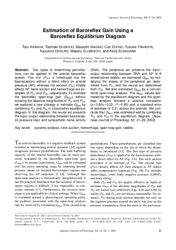 (PDF) Baroreflex Gain Estimation via Pressure Inputs