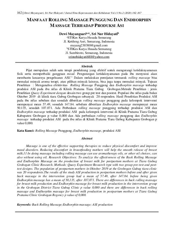 (PDF) Manfaat Rolling Massage Punggung Dan Endhorphin Massage Terhadap ...