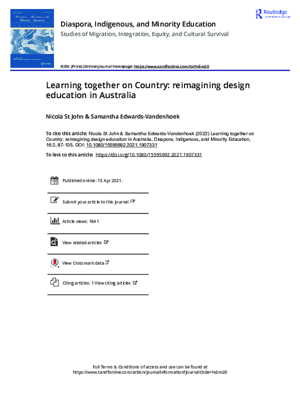(PDF) Learning together on Country: reimagining design education in ...