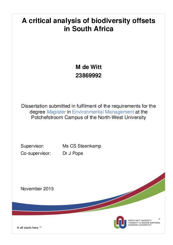 (PDF) A critical analysis of biodiversity offsets in South Africa