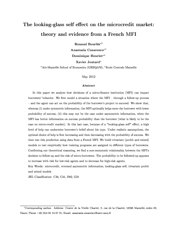 (PDF) The looking-glass self e ect on the microcredit market: theory ...