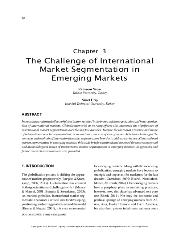 (PDF) The Challenge of International Market Segmentation in Emerging ...