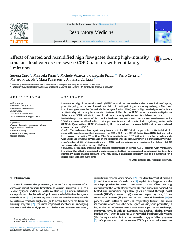 (PDF) Effects of heated and humidified high flow gases during high ...