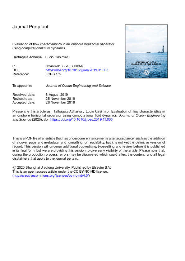 (PDF) Evaluation of flow characteristics in an onshore horizontal separator using computational ...