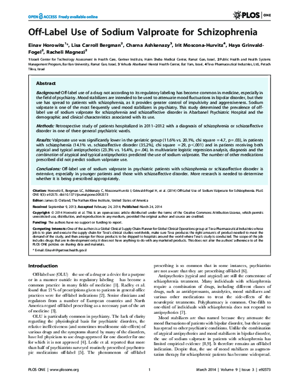 (PDF) Off-Label Use of Sodium Valproate for Schizophrenia
