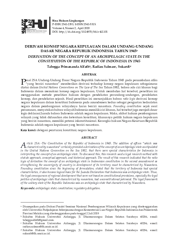 (PDF) Derivasi Konsep Negara Kepulauan Dalam Undang-Undang Dasar Negara ...