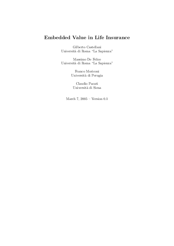 (PDF) Embedded Value in Life Insurance