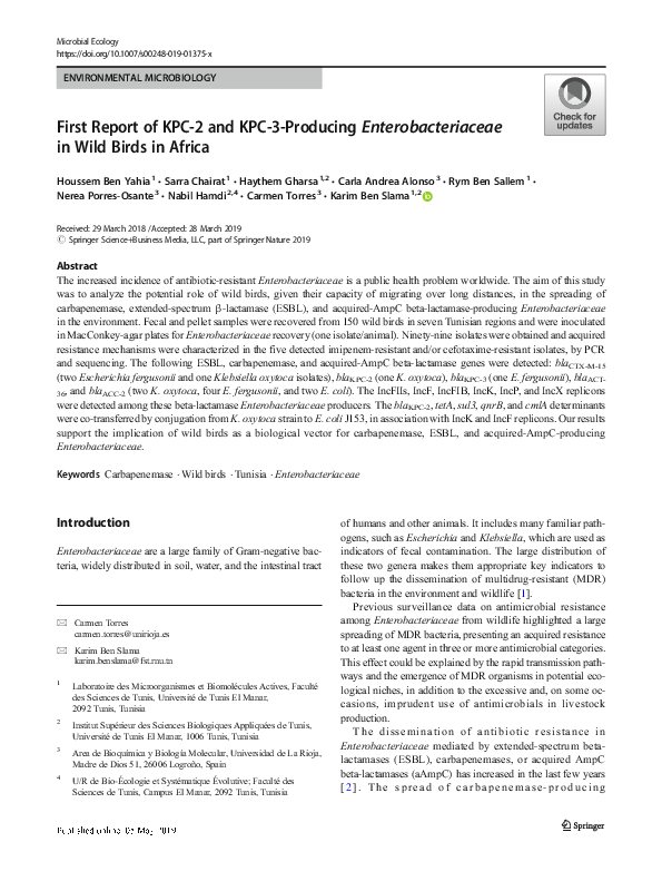 (PDF) First Report of KPC-2 and KPC-3-Producing Enterobacteriaceae in ...