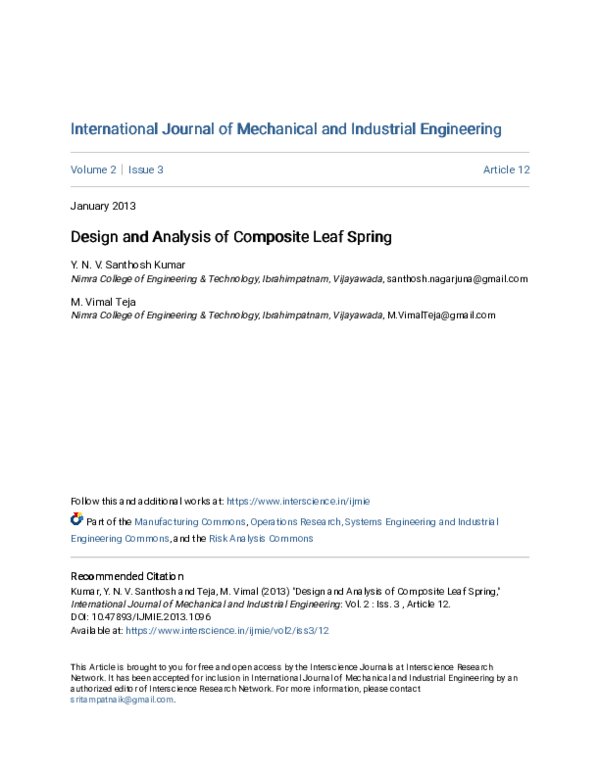 (PDF) Design and Analysis of Composite Leaf Spring Design and Analysis of Composite Leaf Spring