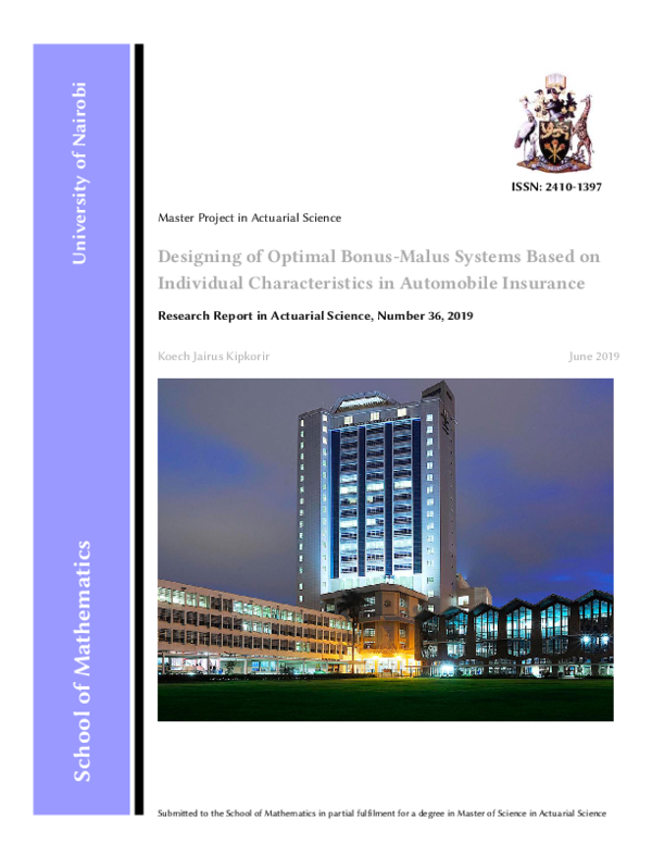 (PDF) Designing of Optimal Bonus-malus Systems Based on Individual ...