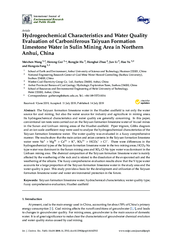 (PDF) Hydrogeochemical characteristics and water quality assessment of shallow groundwater: a ...