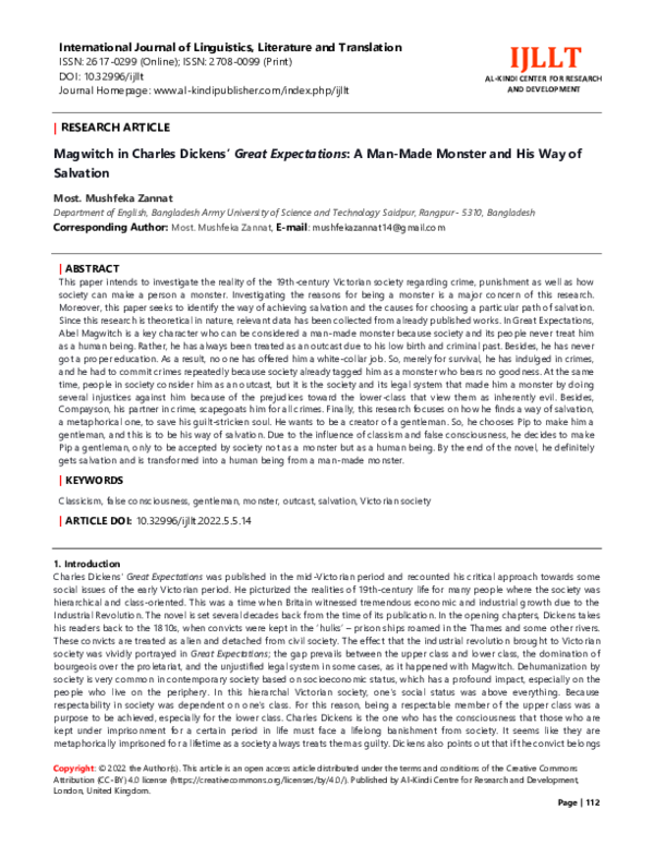 (PDF) Magwitch in Charles Dickens’ Great Expectations: A Man-Made ...