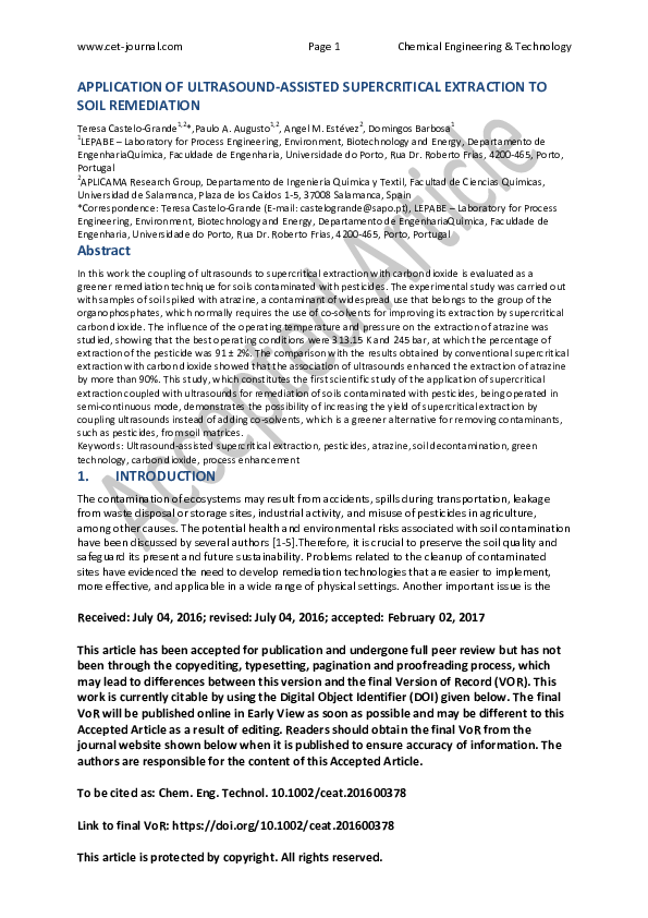 (PDF) Application of Ultrasound-Assisted Supercritical Extraction to ...