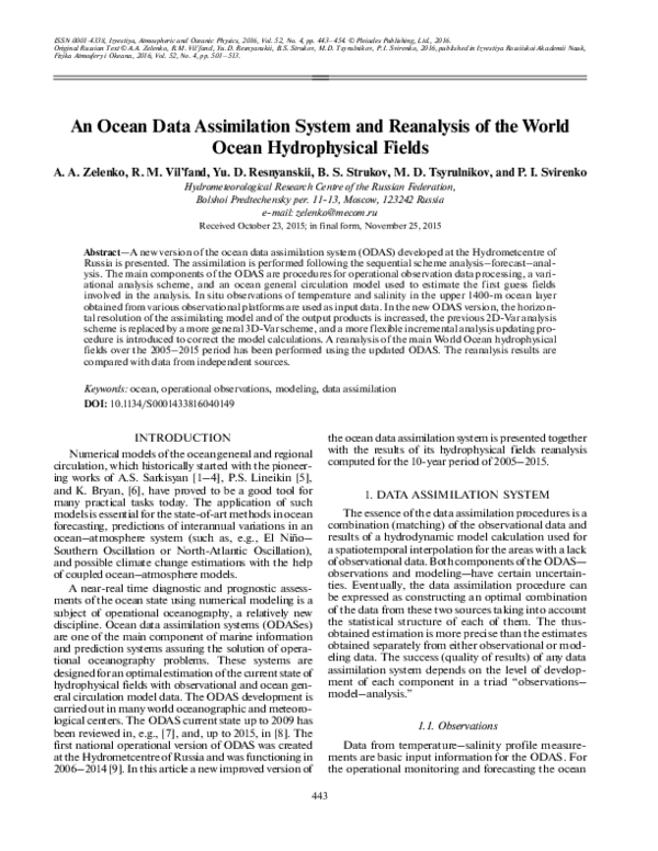 (PDF) An ocean data assimilation system and reanalysis of the World ...