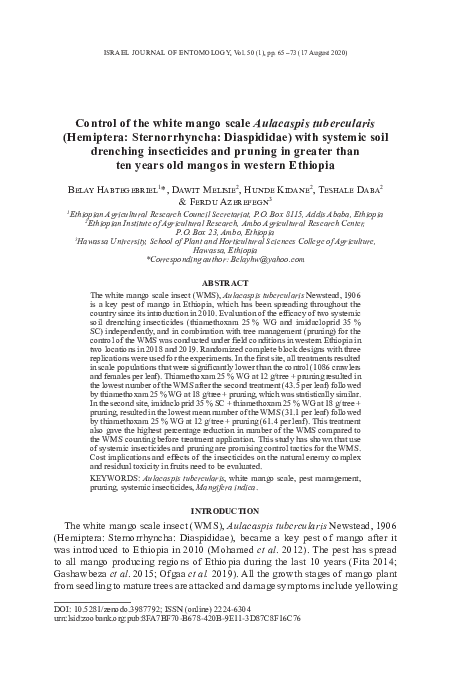 (PDF) Integrated Control of the White Mango Scale Through Tree ...