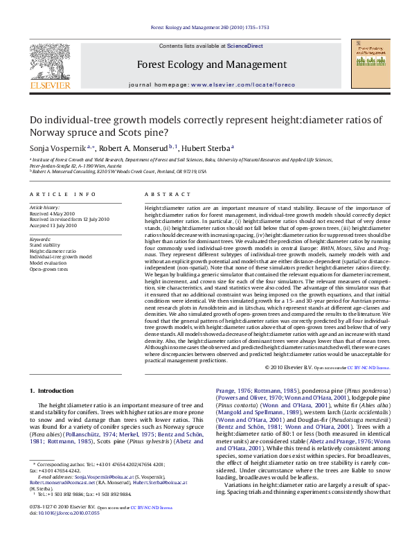 (PDF) Do individual-tree growth models correctly represent height ...