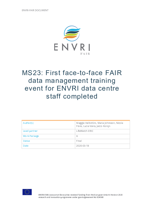 (PDF) ENVRI-FAIR MS23: First face-to-face FAIR data management training ...