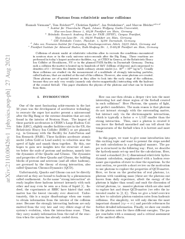 (PDF) Photons from relativistic nuclear collisions