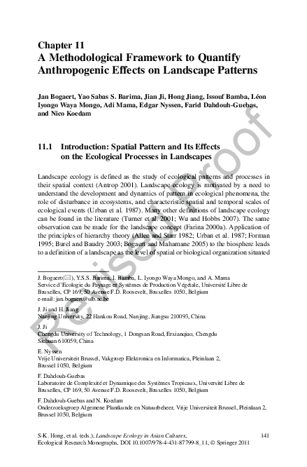 (PDF) A Methodological Framework to Quantify Anthropogenic Effects on Landscape Patterns