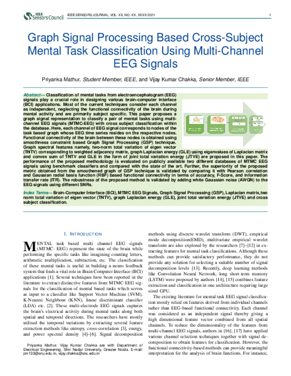 (PDF) Graph Signal Processing Based Cross-Subject Mental Task Classification Using Multi-Channel ...