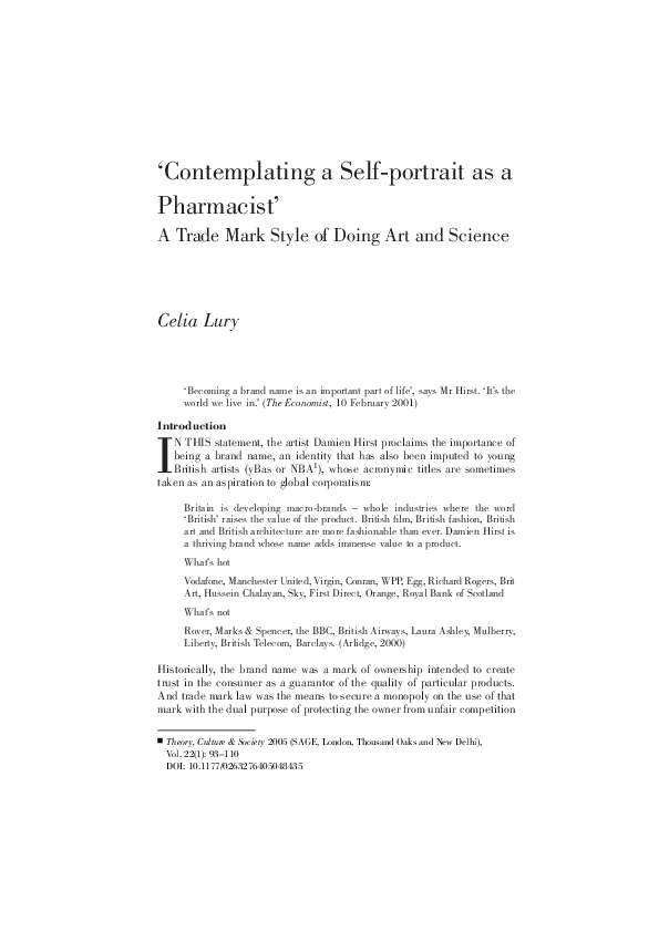 (PDF) Contemplating a Self-portrait as a Pharmacist': A Trade Mark ...