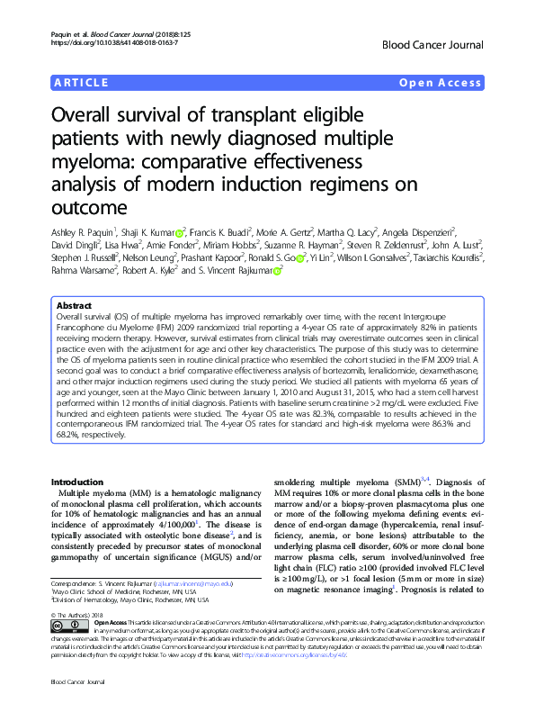 (PDF) Overall survival of transplant eligible patients with newly ...