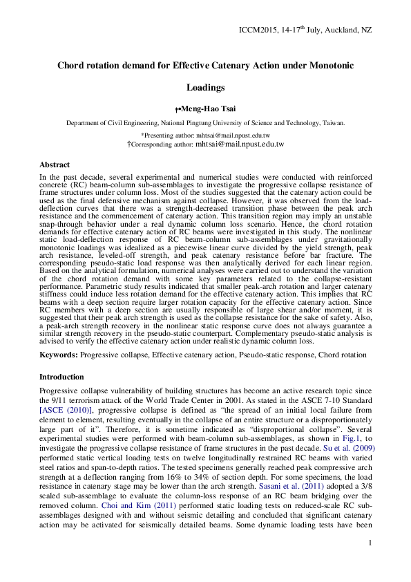 (PDF) Chord rotation demand for effective catenary action of RC beams ...