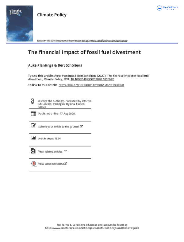 (PDF) The financial impact of fossil fuel divestment