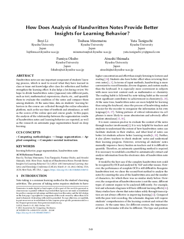 (PDF) How Does Analysis of Handwritten Notes Provide Better Insights ...