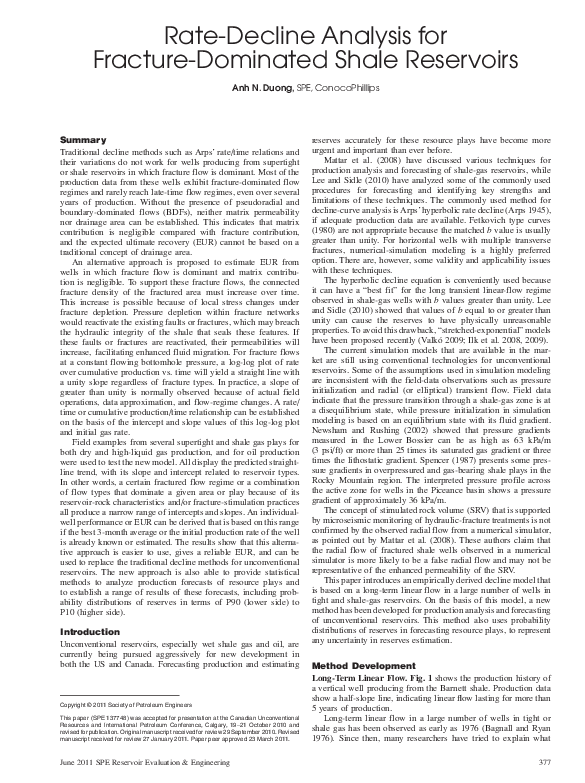 Pdf Rate Decline Analysis For Fracture Dominated Shale Reservoirs