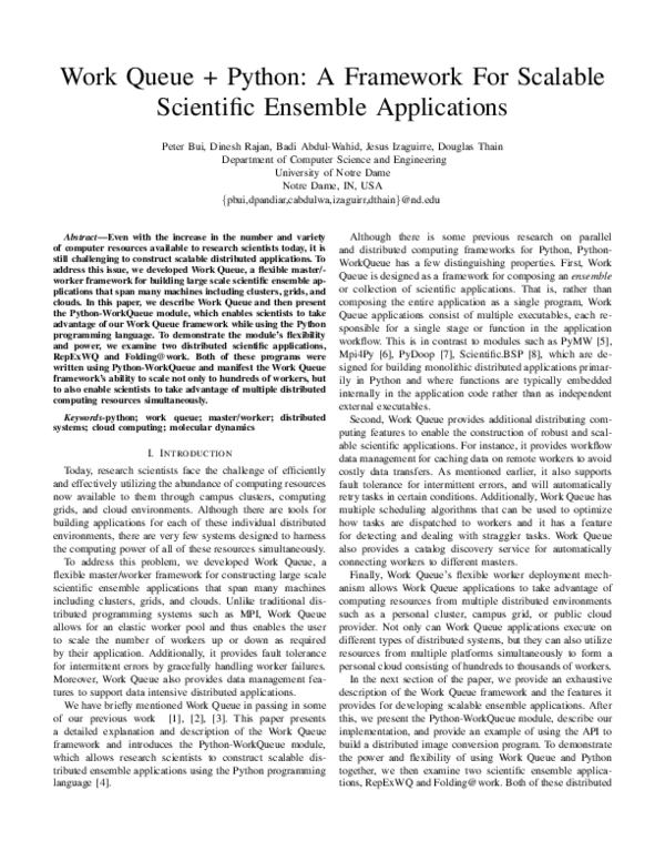 Pdf Work Queue Python A Framework For Scalable Scientific Ensemble