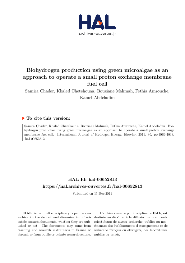 (PDF) Biohydrogen production using green microalgae as an approach to ...