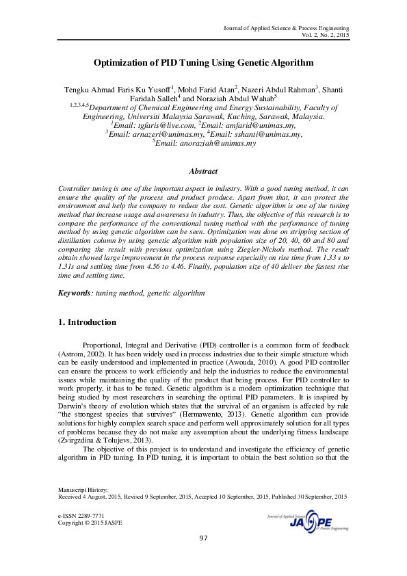 (PDF) Optimization of PID Tuning Using Genetic Algorithm
