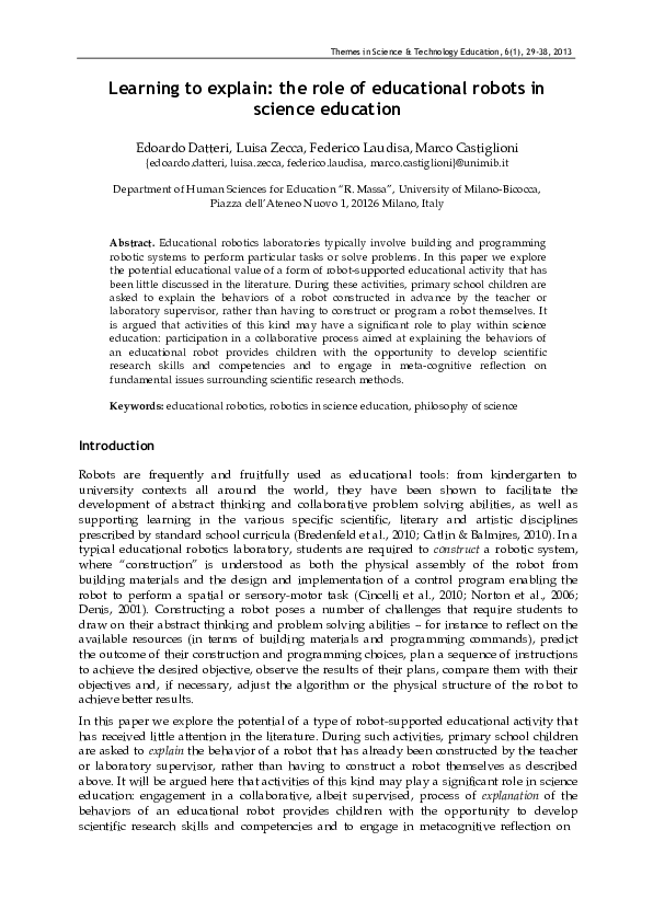 PDF Learning To Explain The Role Of Educational Robots In Science Education Federico pdf-learning-to-explain-the-role-of-educational-robots-in-science-education-federico