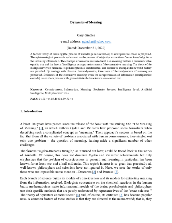 (PDF) Dynamics of Meaning