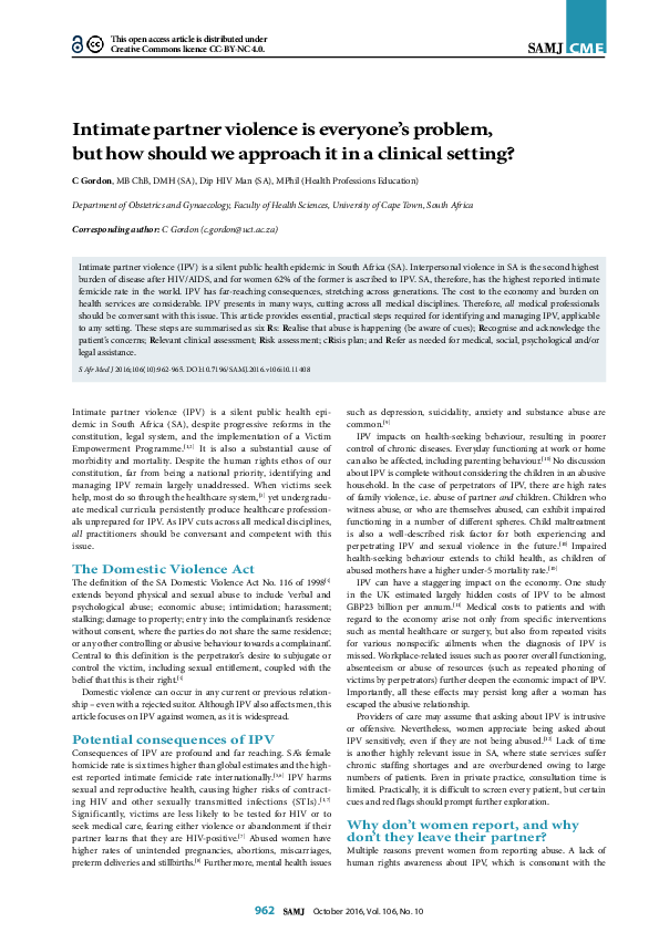 (PDF) Intimate partner violence is everyone’s problem, but how should ...