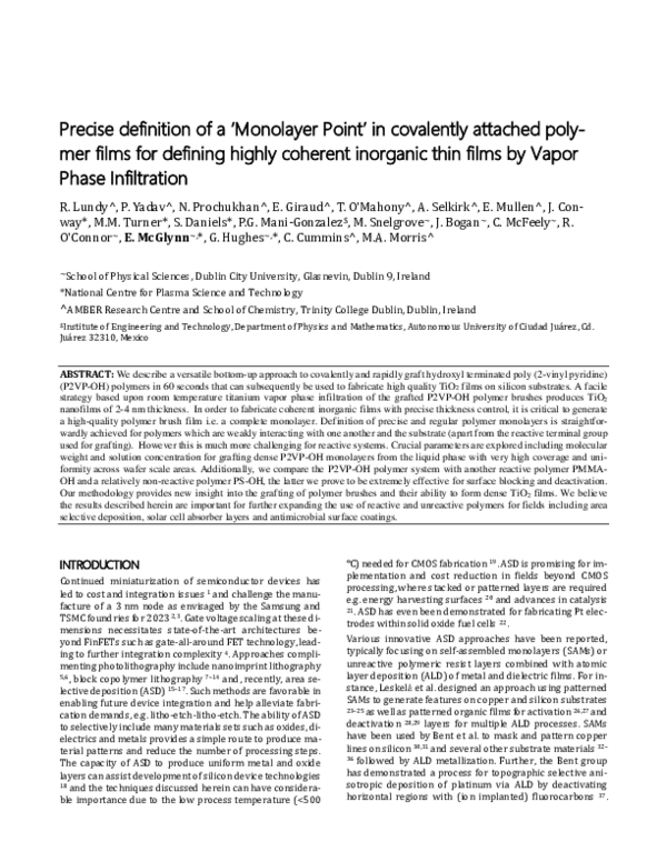 (PDF) Precise Definition of a “Monolayer Point” in Polymer Brush Films ...