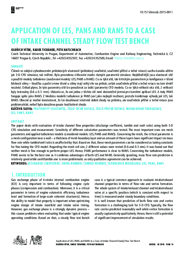 (PDF) Application of Les, Pans and Rans to a Case of Intake Channel ...
