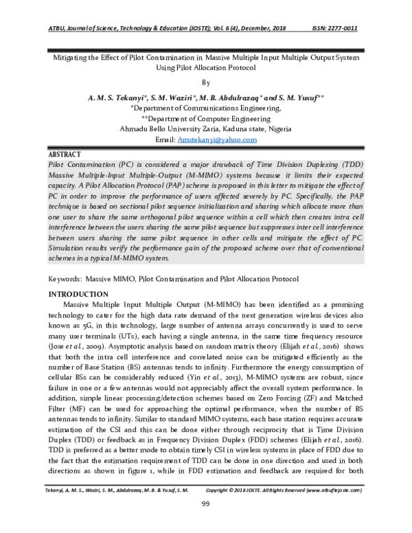 (PDF) Mitigating the Effect of Pilot Contamination in Massive Multiple ...