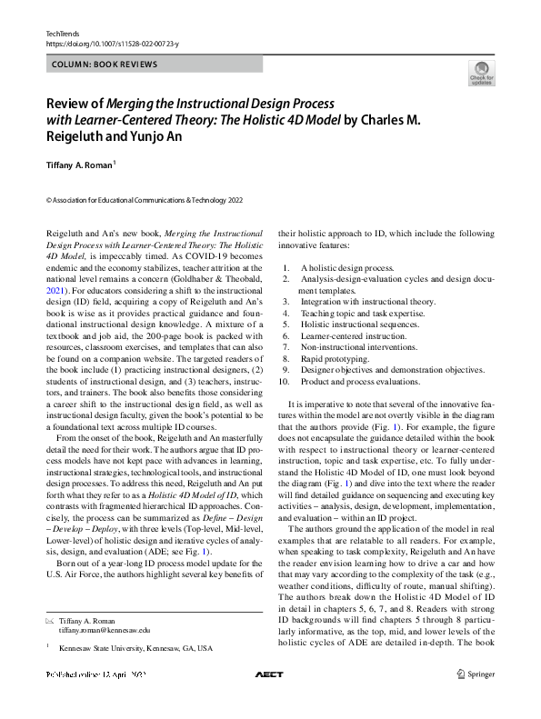 (PDF) Review of Merging the Instructional Design Process with Learner ...