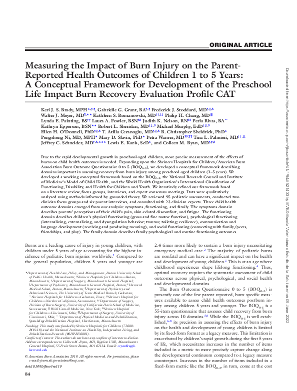 (PDF) Measuring the Impact of Burn Injury on the Parent-Reported Health ...