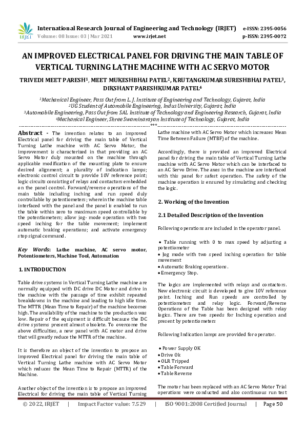 (PDF) AN IMPROVED ELECTRICAL PANEL FOR DRIVING THE MAIN TABLE OF ...