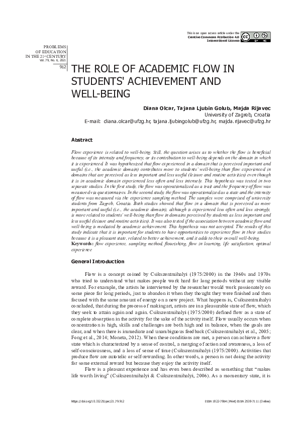 (PDF) The Role of Academic Flow in Students' Achievement and Well-Being