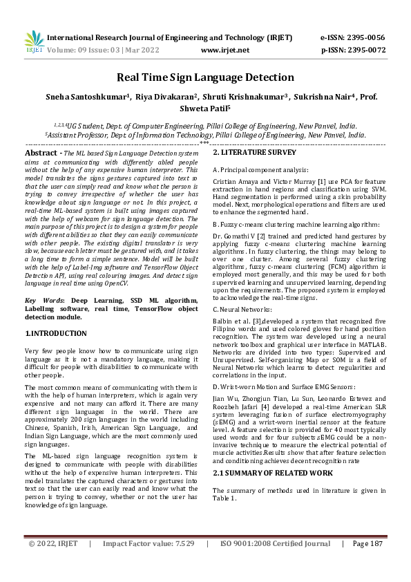 (PDF) Real Time Sign Language Detection