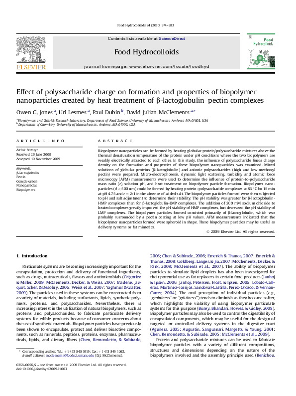 (PDF) Effect of polysaccharide charge on formation and properties of ...