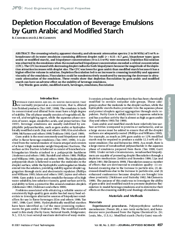 (PDF) Depletion Flocculation of Beverage Emulsions by Gum Arabic and ...