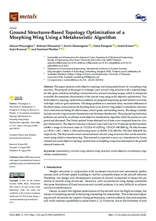 (PDF) Ground Structures-Based Topology Optimization of a Morphing Wing ... (PDF) Ground Structures-Based Topology Optimization of a Morphing Wing ...