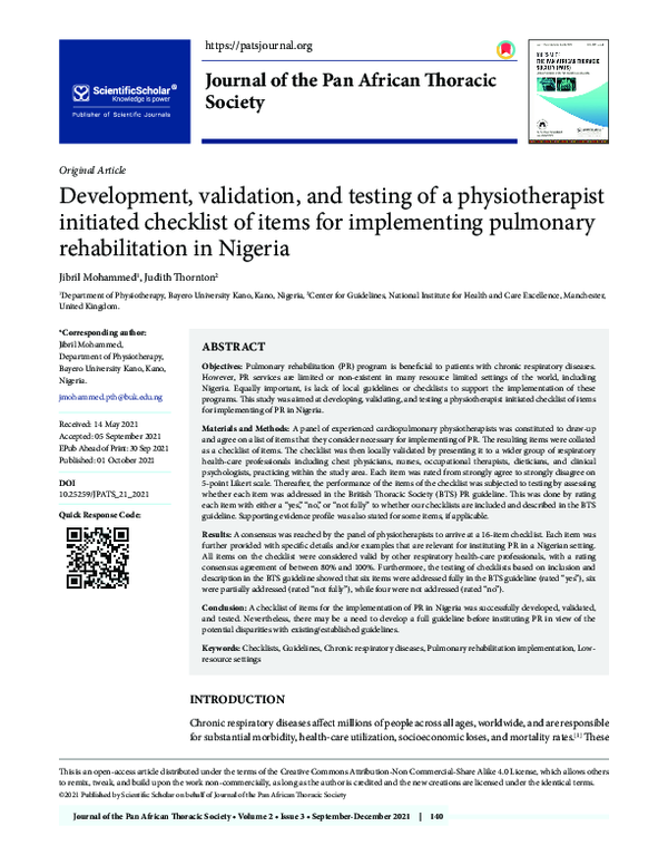 (PDF) Development, validation, and testing of a physiotherapist ...