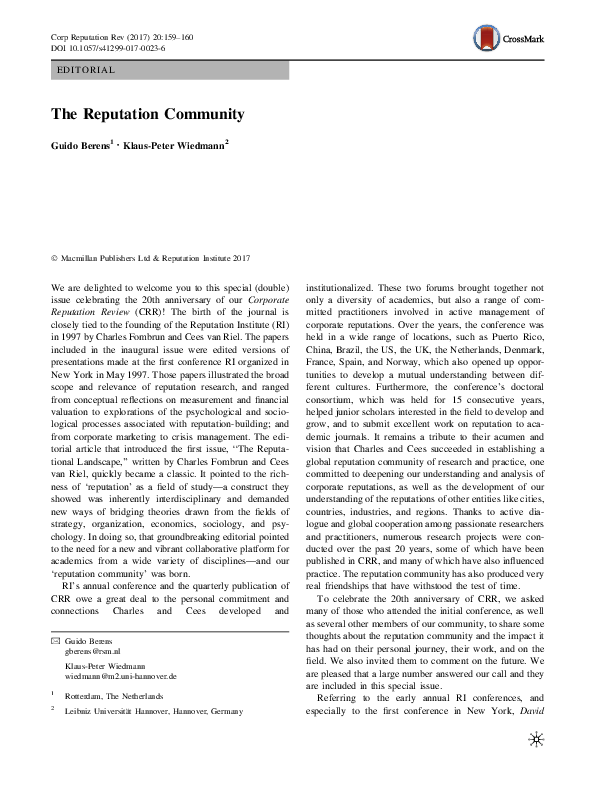 (PDF) The Reputation Community