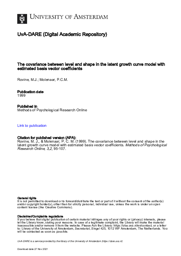 (PDF) The covariance between level and shape in the latent growth curve model with estimated ...